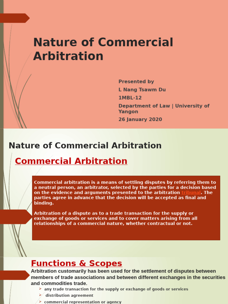Nature of Commercial Arbitration | PDF | Arbitration | Discovery (Law)