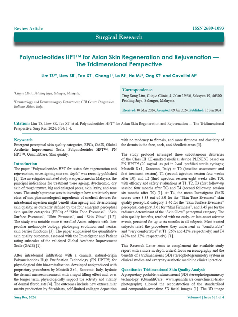 Polynucleotides HPT™ for Asian Skin Regeneration and Rejuvenation — The Tridimensional ...