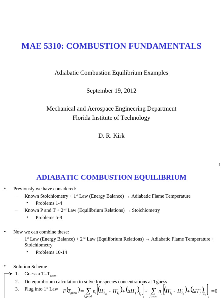 Adiabatic Combustion Equilibrium Analysis | PDF | Combustion | Stoichiometry