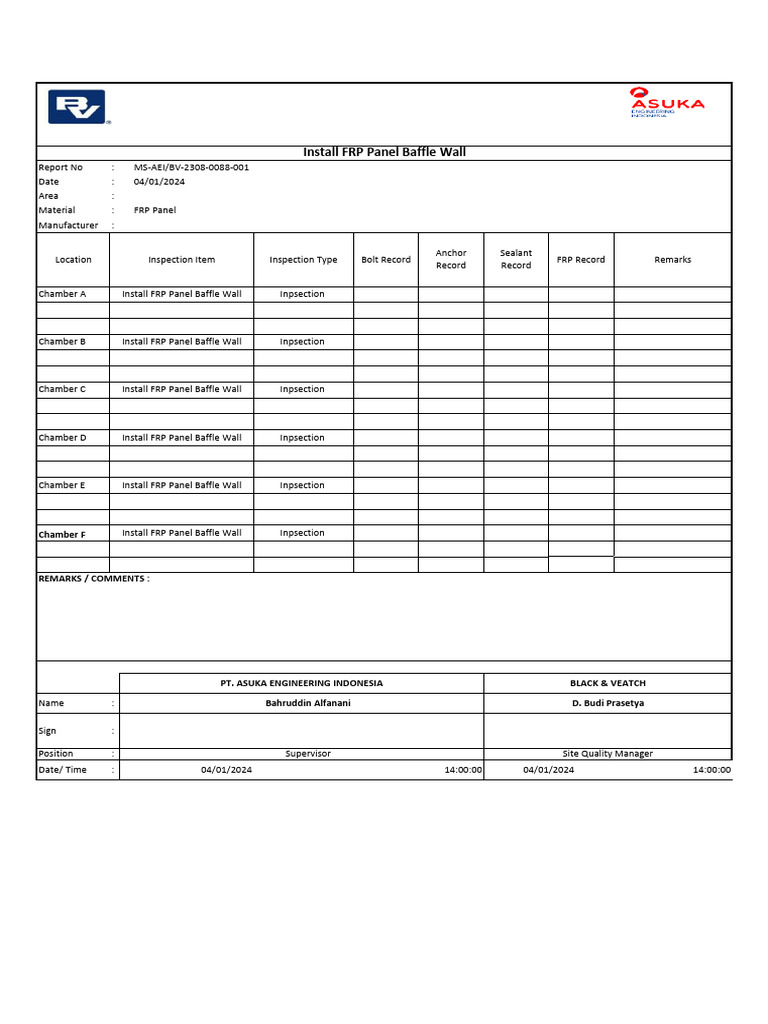 FRP Panel Baffle Wall Installation Report | PDF