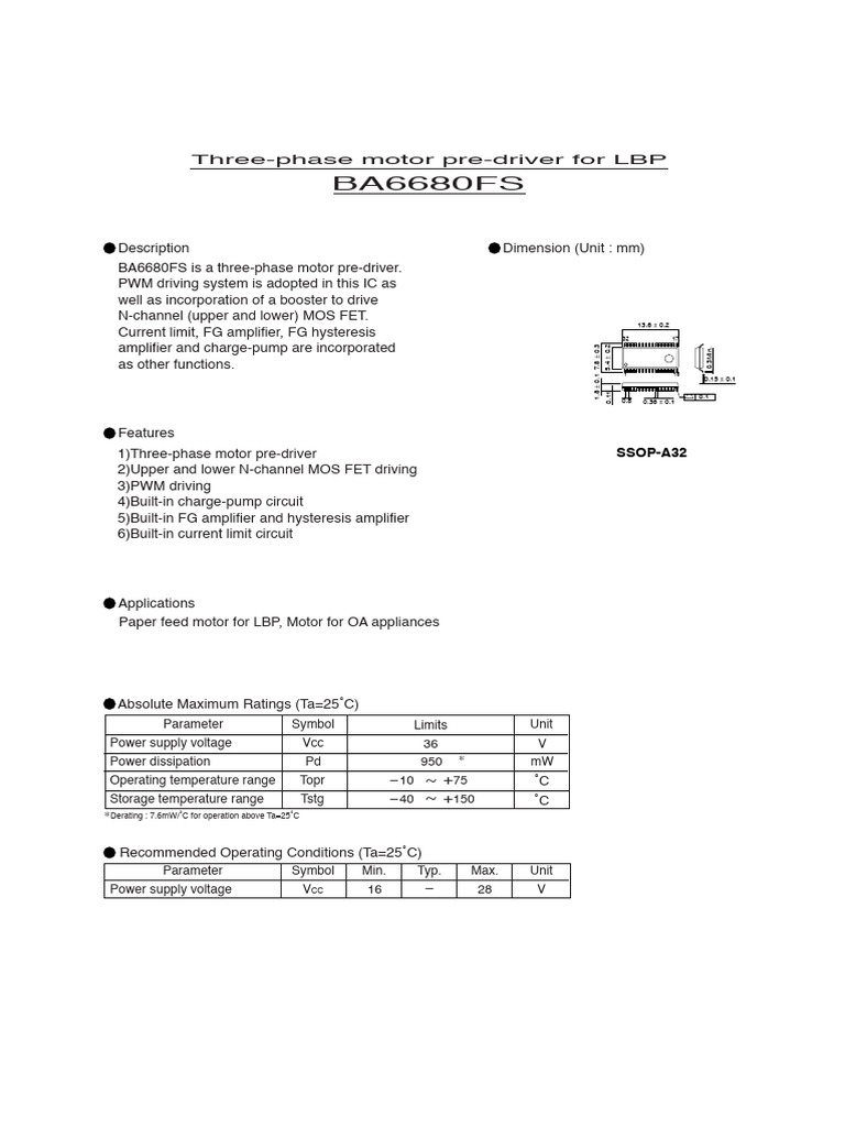 Futaba Servos BA6680FS Rohm | PDF | Amplifier | Field Effect Transistor