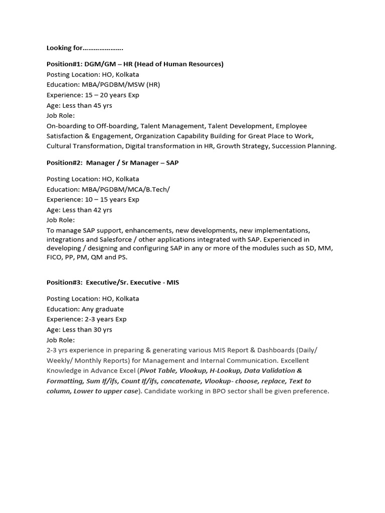 Current Job Openings | PDF