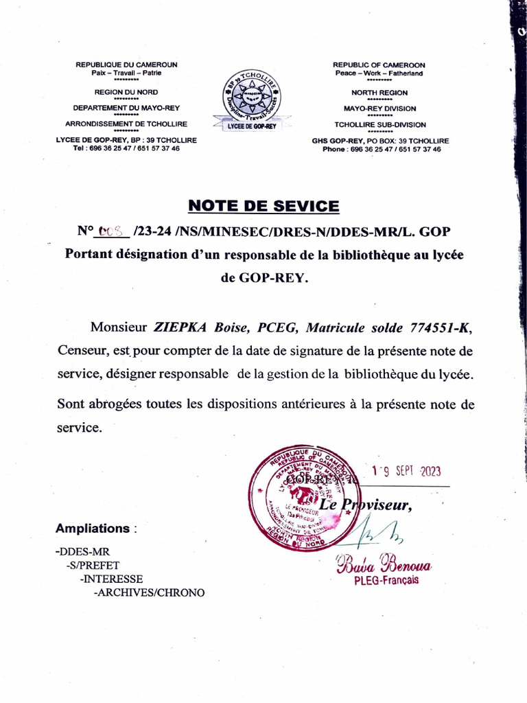 Exmple Note de Service | PDF