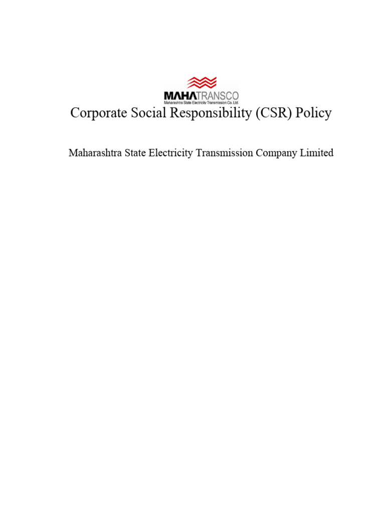 CSR Policy of MSETCL (English) | PDF | Corporate Social Responsibility ...