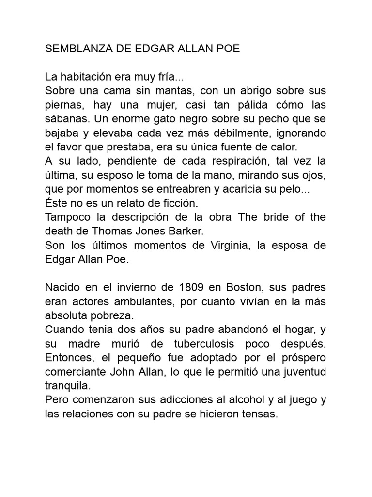 Vida y legado de Edgar Allan Poe | PDF | Edgar Allan Poe