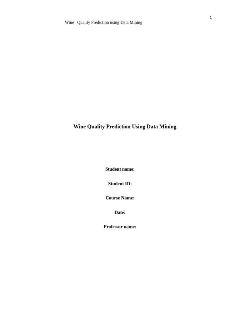 Wine Quality Prediction Using Data Mining | PDF | Linear Regression | Regression Analysis