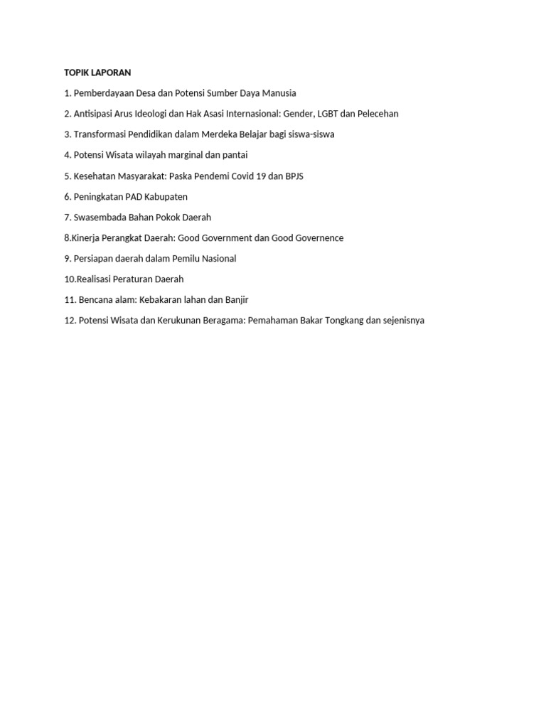 TOPIK LAPORAN | PDF