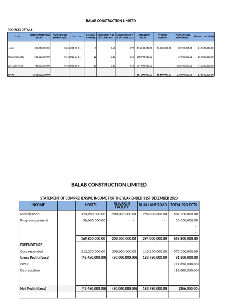 Balab Financial Statements 2023 | PDF | Expense | Financial Services