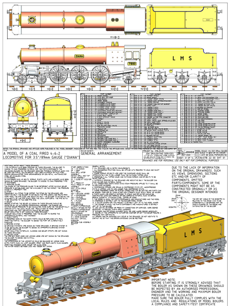 A Model of A Coal Fired 4.6.2 Locomotive | PDF | Screw | Engineering ...