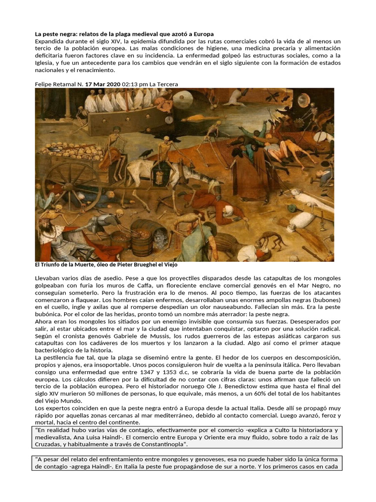 Noticia Peste Negra | PDF | Muerte negra | Renacimiento