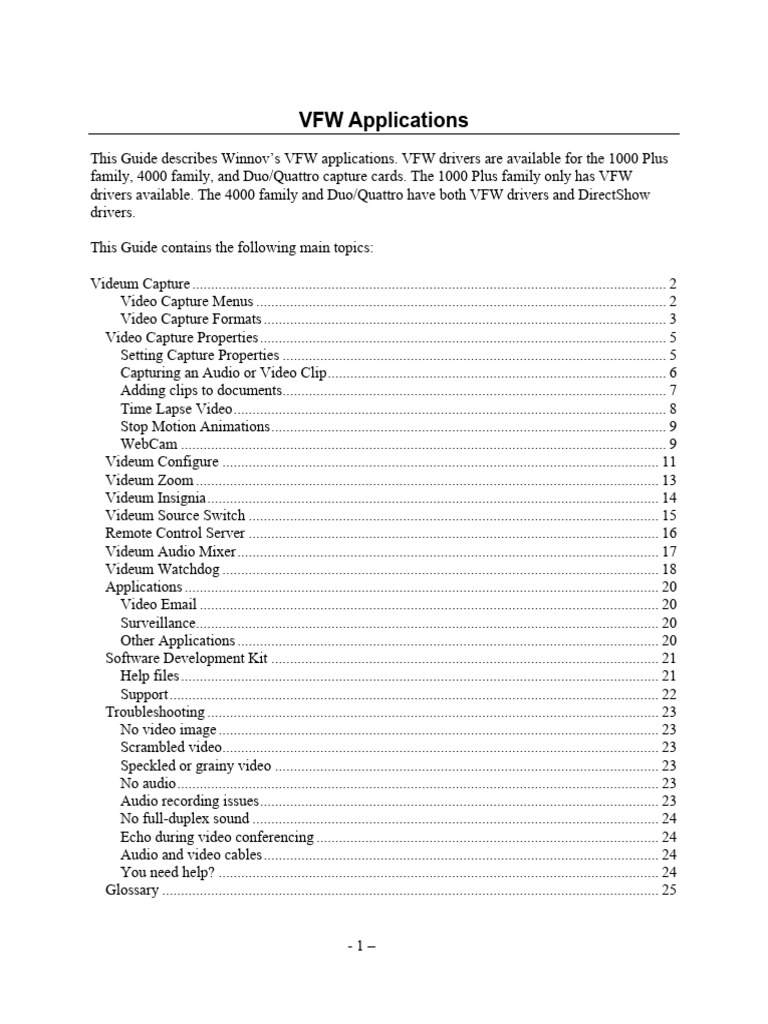 Videum VFW Users Manual | PDF | Data Compression | Video