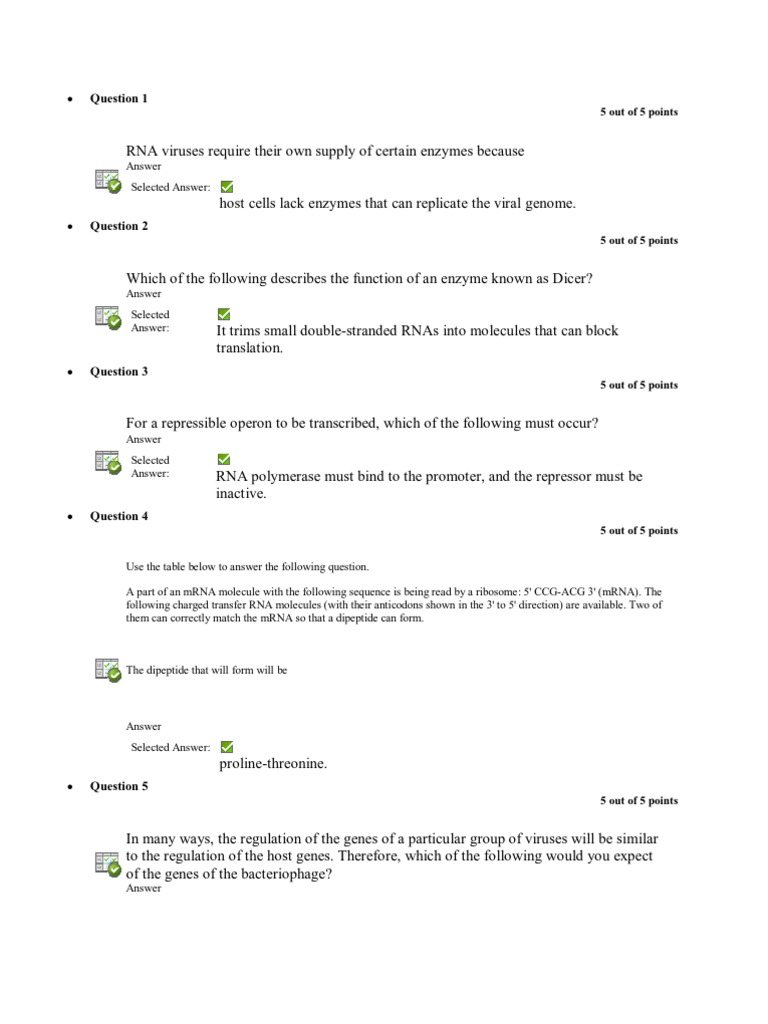 Biology Homework 5 Answer | PDF | Gene | Rna