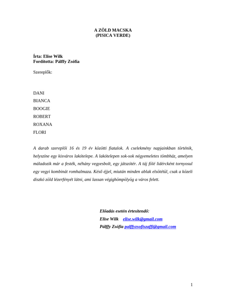 A Zöld Macska | PDF