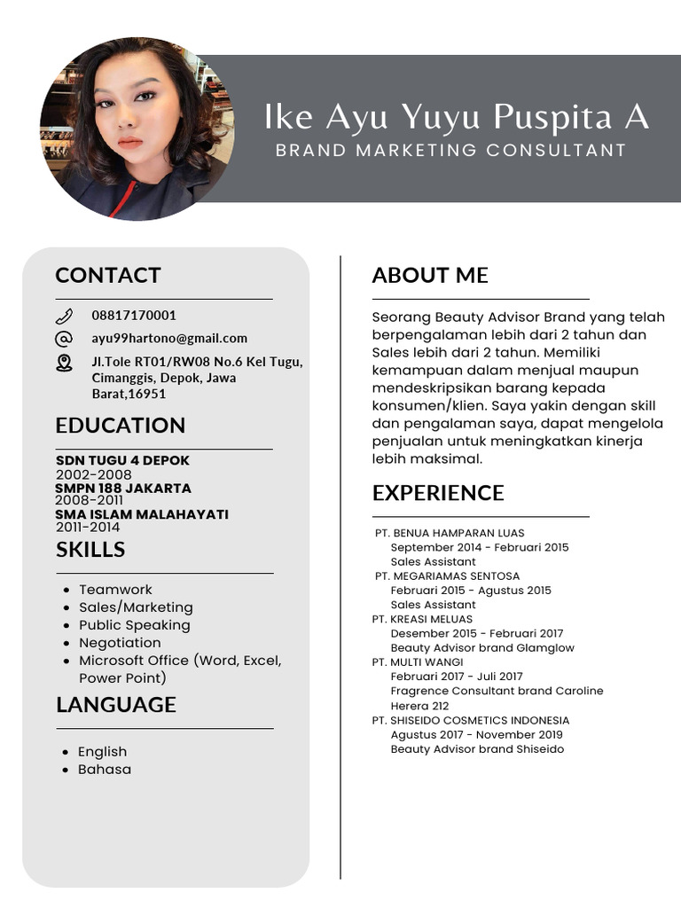 CV - Ike Ayu Yuyu P PDF | PDF
