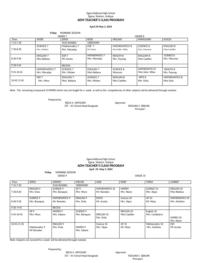 ADM Time FridaySchedule and Load Assignment Sy 2023-2024 | PDF