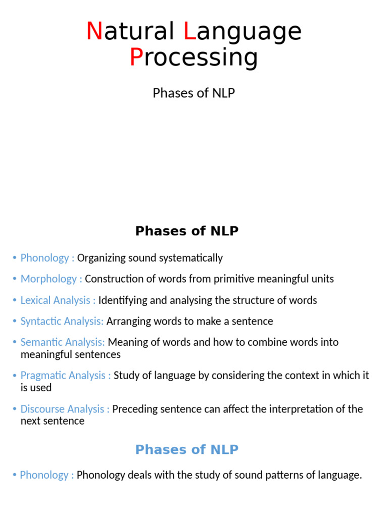 Phases of Natural Language Processing | PDF | Word | Morphology (Linguistics)