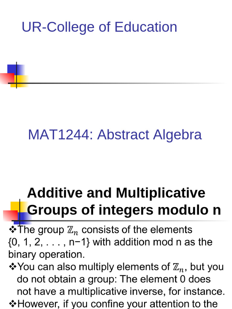 Updated MAT1244 Week 2 Symmetric Group and Dihedral Groups PPTs | PDF ...