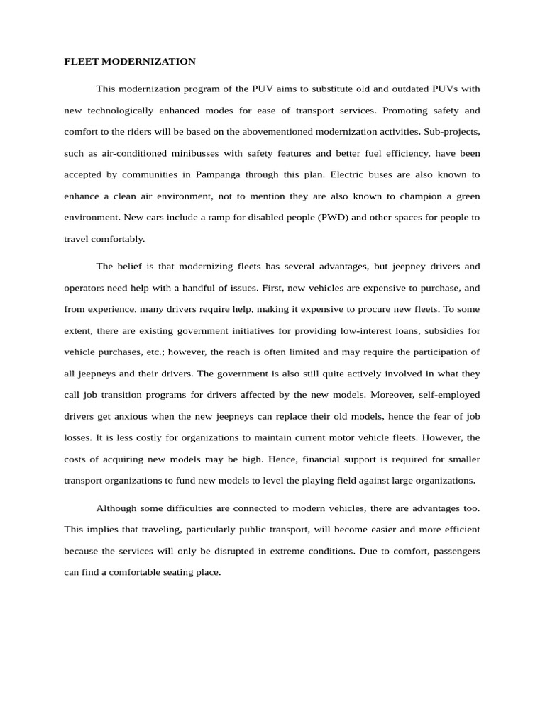 FLEET MODERNIZATION- final | PDF | Public Transport | Transport