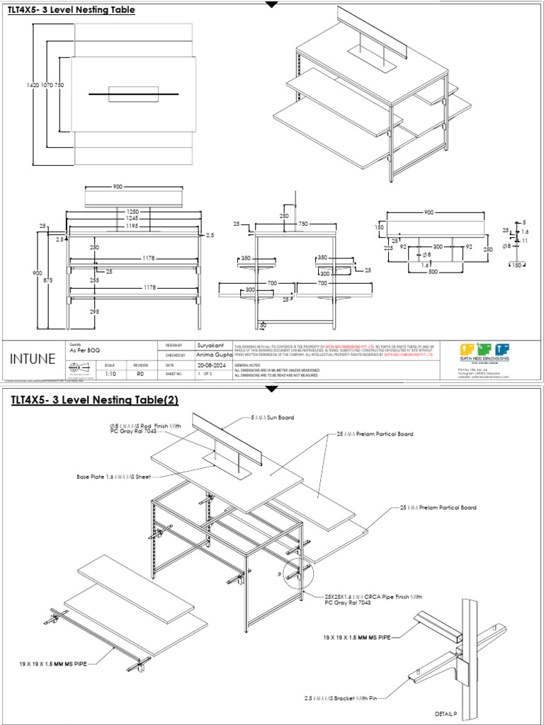 TLT4X5 - 3 Level Nesting Table | PDF