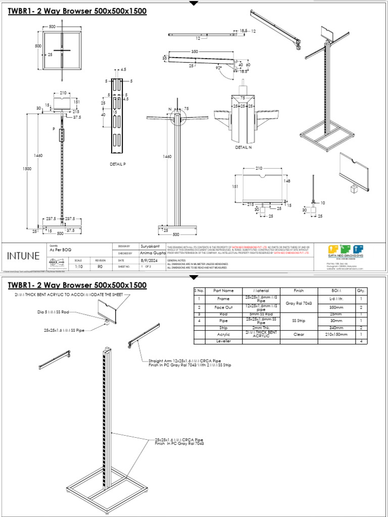 TWBR1 - 2 Way Browser 500x500x1500 | PDF
