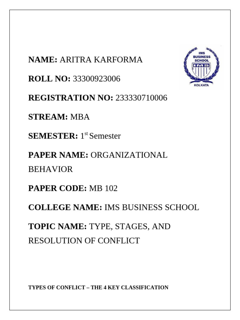 Aritra Karforma (CA2) - MB 102 | PDF | Conflict (Process) | Psychological Concepts