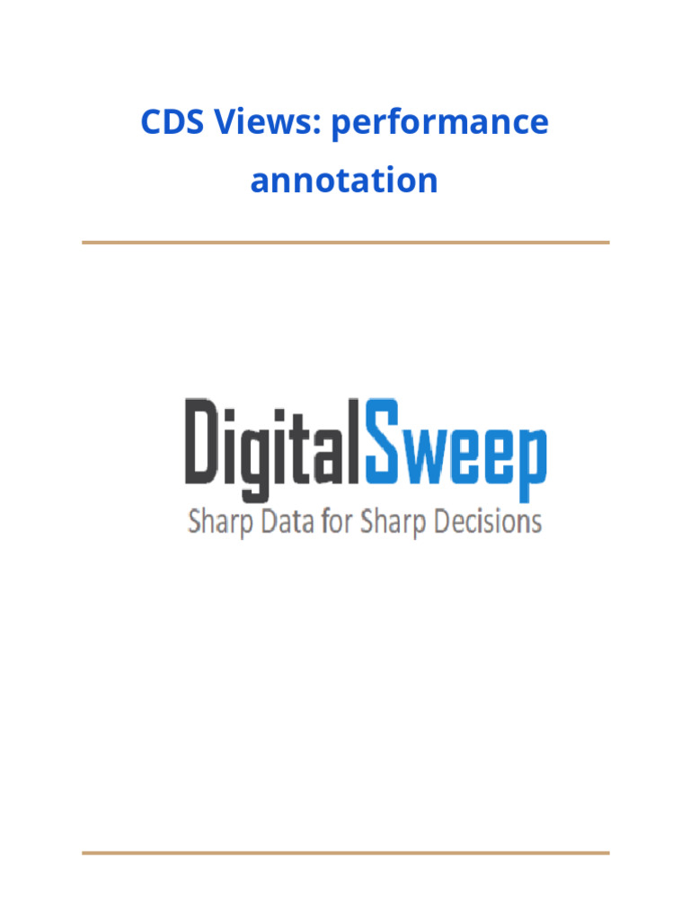 CDS Views - Performance Annotation | PDF