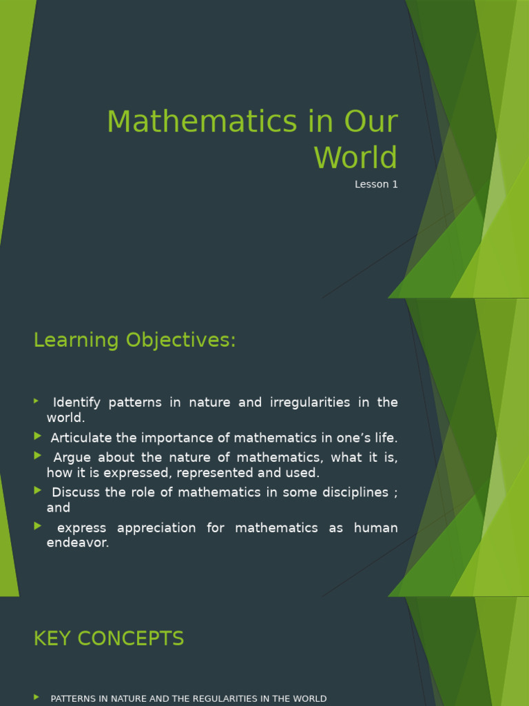 New LEsson 1 Mathematics in Our World | PDF | Pattern | Mathematics