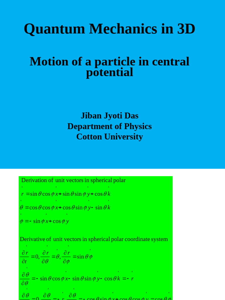 3D Quantum Mechanics: Particle Motion | PDF | Physics | Mechanics