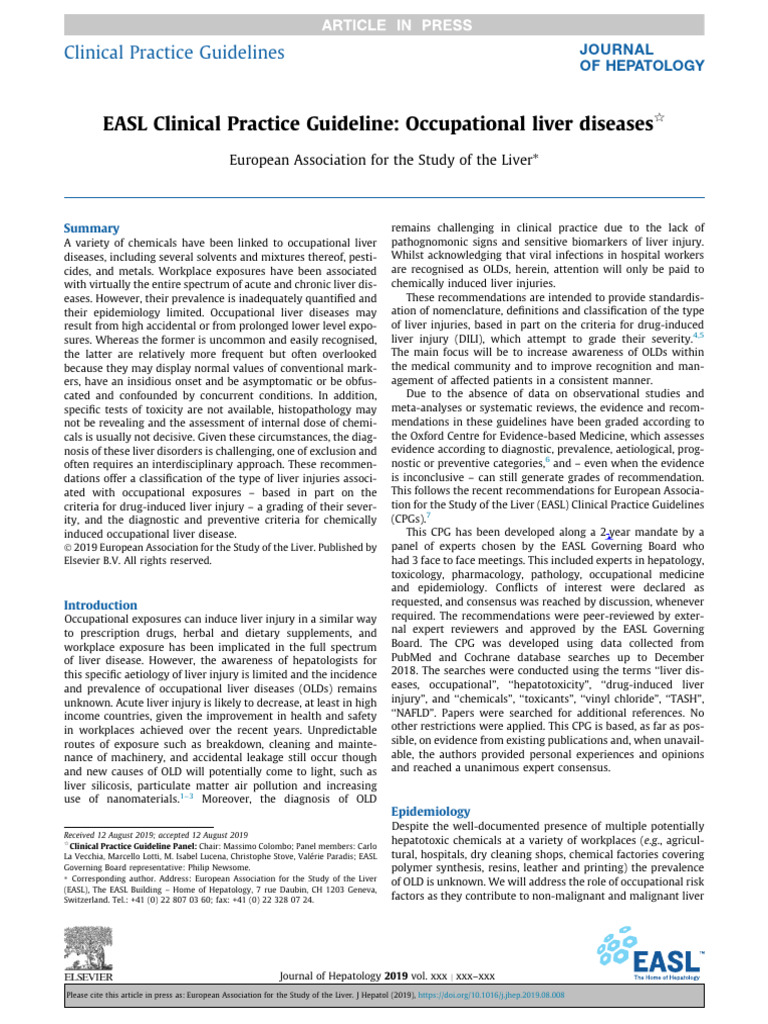 EASL Liver Disease Colombo M | PDF | Medical Specialties | Clinical Medicine