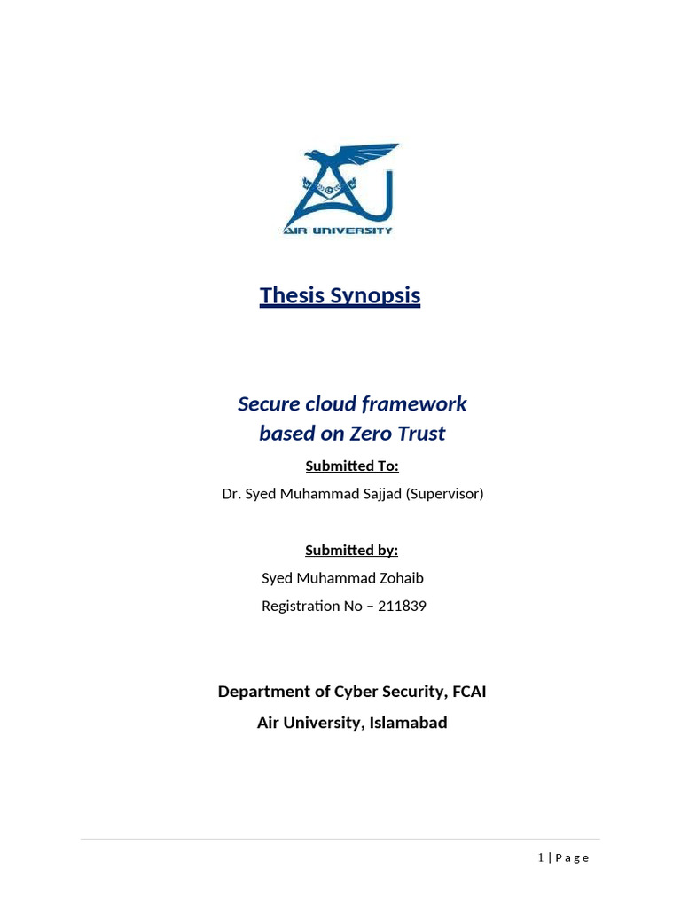 Syed M Zohaib MS CYS III Proposal | PDF | Computer Network | Cloud Computing