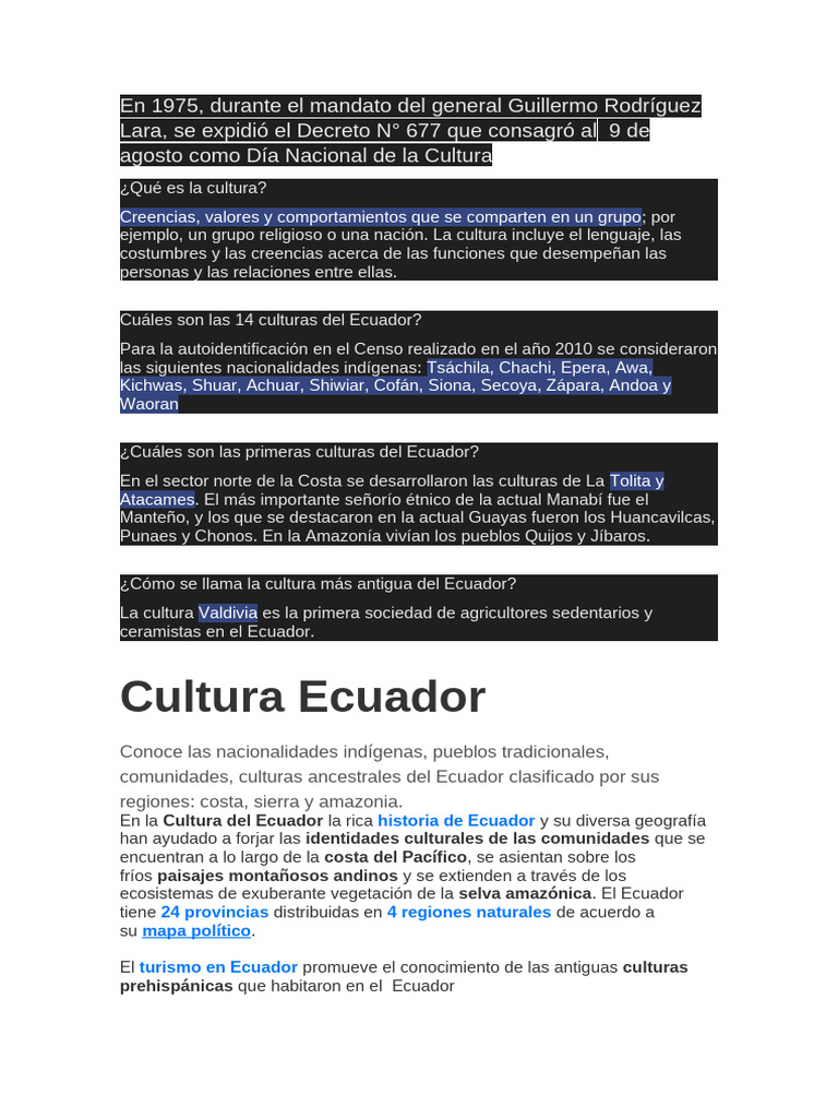 El Dia de La Cultura | PDF | Ecuador