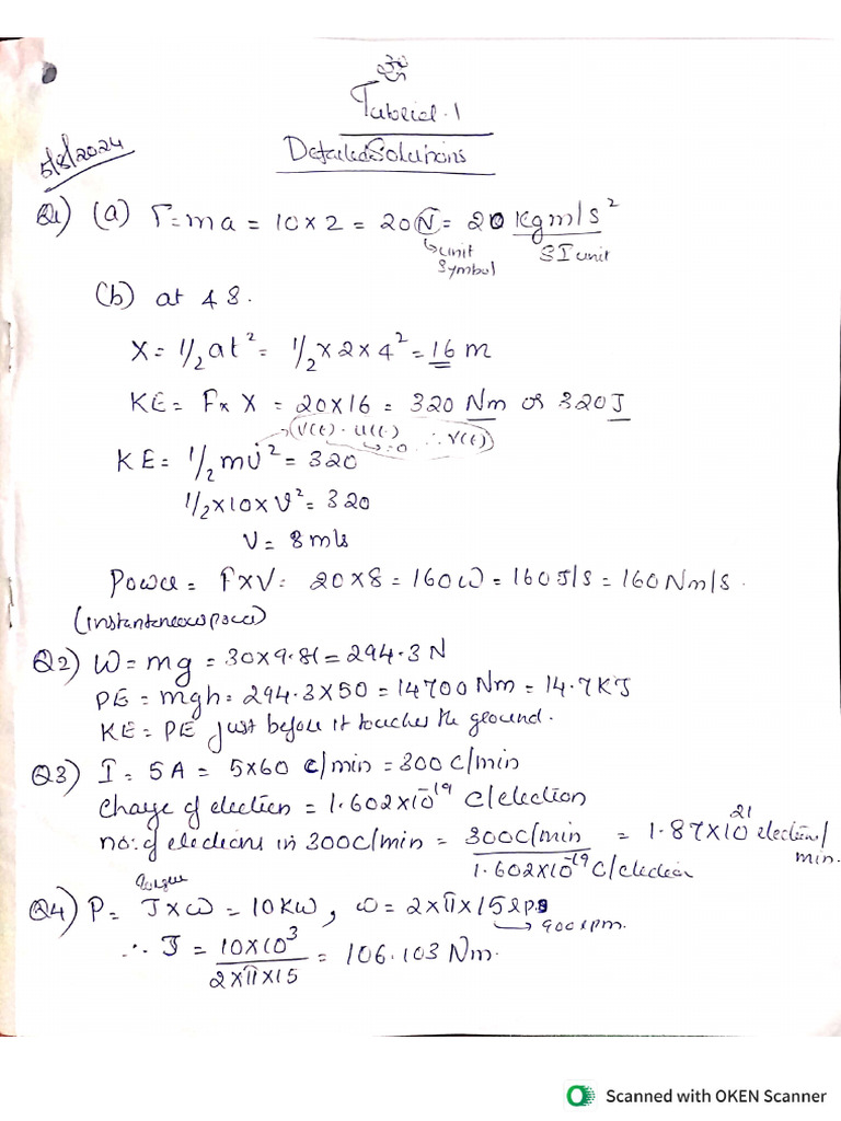 Tutorial 1 detailed solution | PDF
