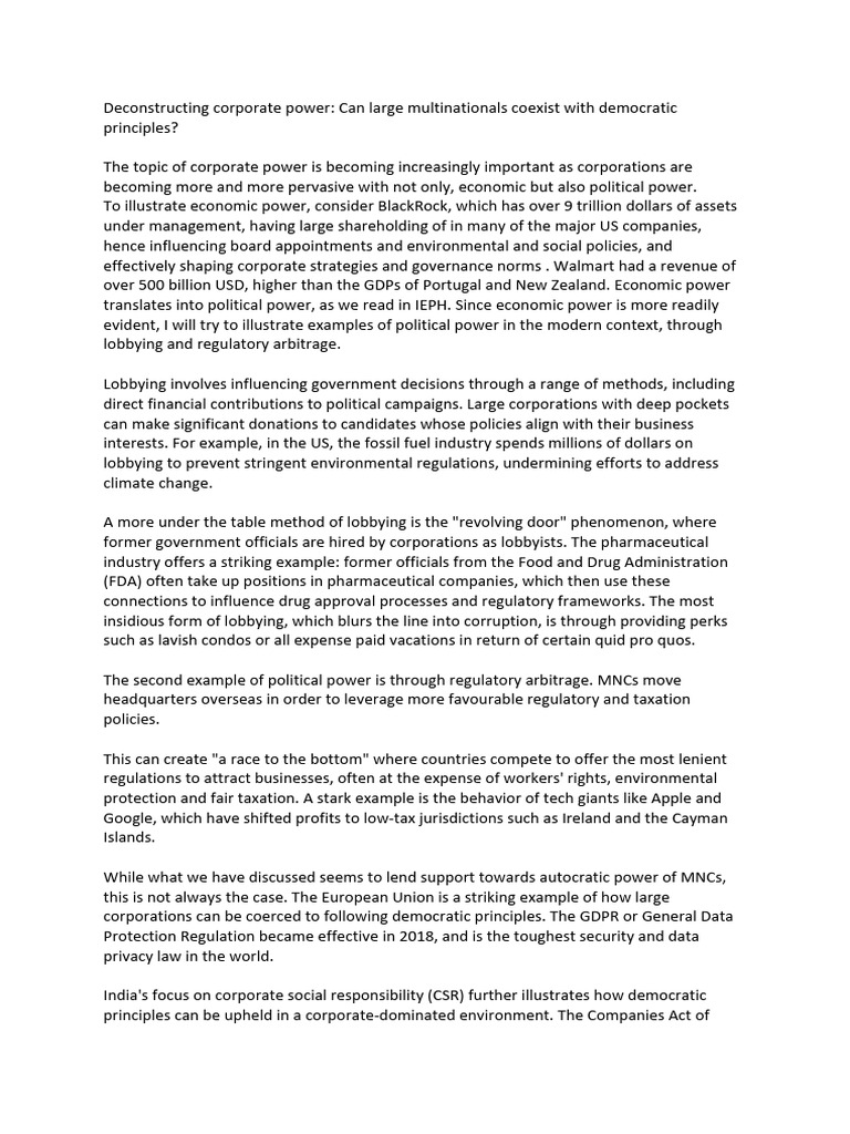 Deconstructing Corporate Power | PDF | Corporate Social Responsibility ...