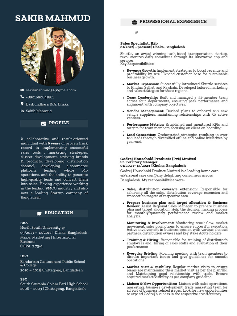 CV of Sakib Mahmud | PDF | Bangladesh | Marketing