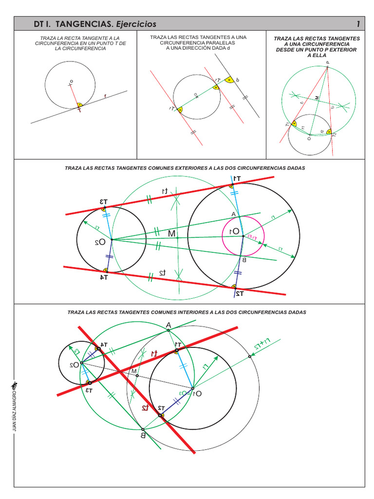 7.3. DT 1. Tangencias. Ejerc. Soluc. | PDF | Tangente | Curva