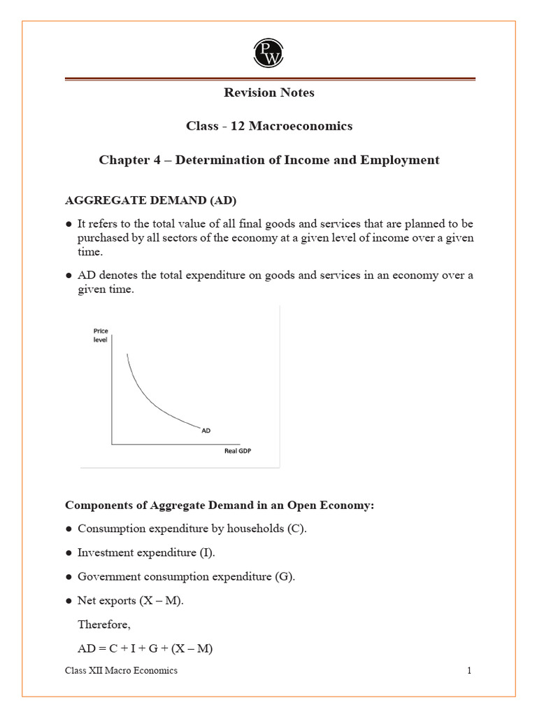 Determination of Income and Employment Class 12 Notes CBSE Macro ... Determination of Income and Employment Class 12 Notes CBSE Macro ...