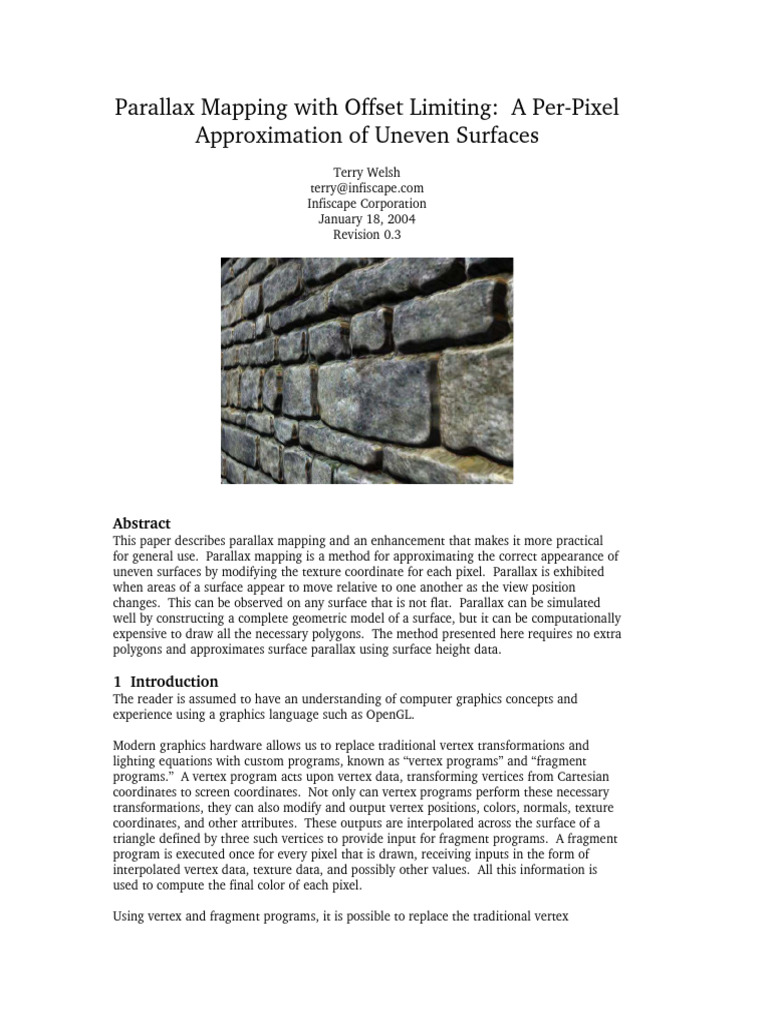 Parallax Mapping With Offset Limiting A Per Pixel Approximation Of