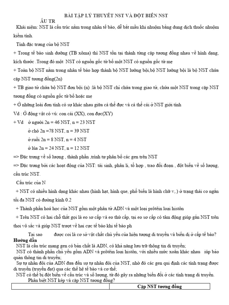 Lý Thuyết Nst | PDF