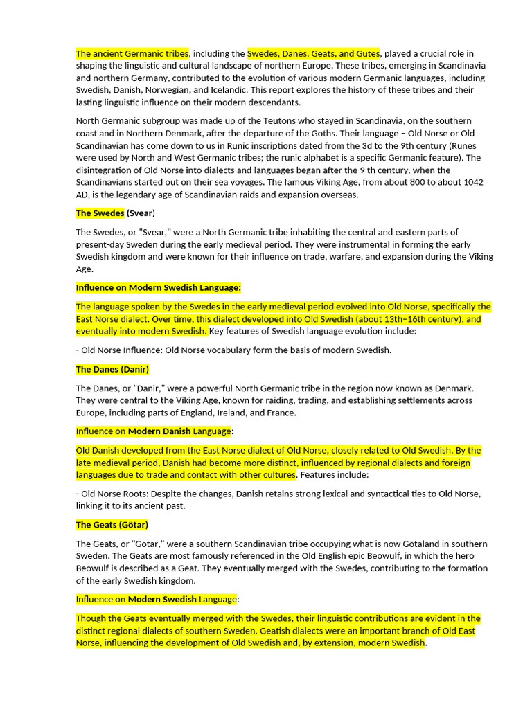 Influence of Ancient Germanic Tribes on Scandinavian Languages | PDF ...