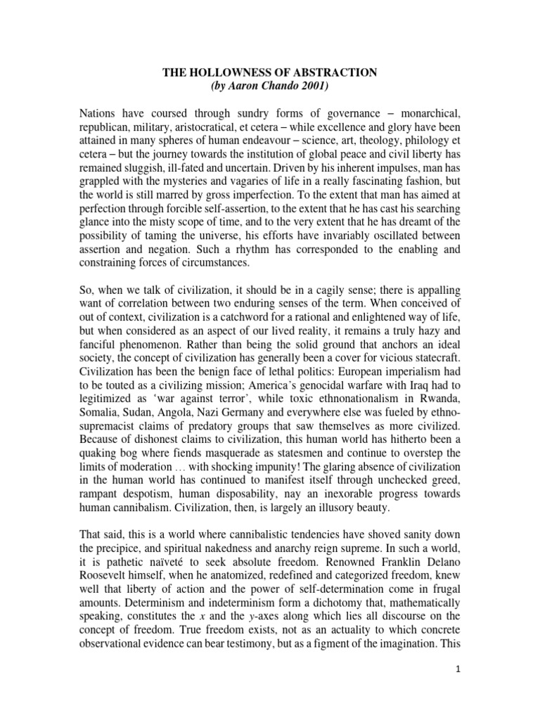The Hollowness of Abstraction (By Aaron Chando) | PDF