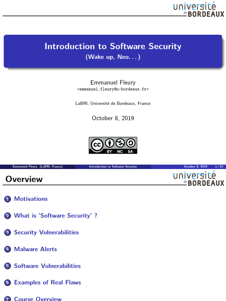 Introduction To Software Security-Slides | PDF | Security | Computer Security