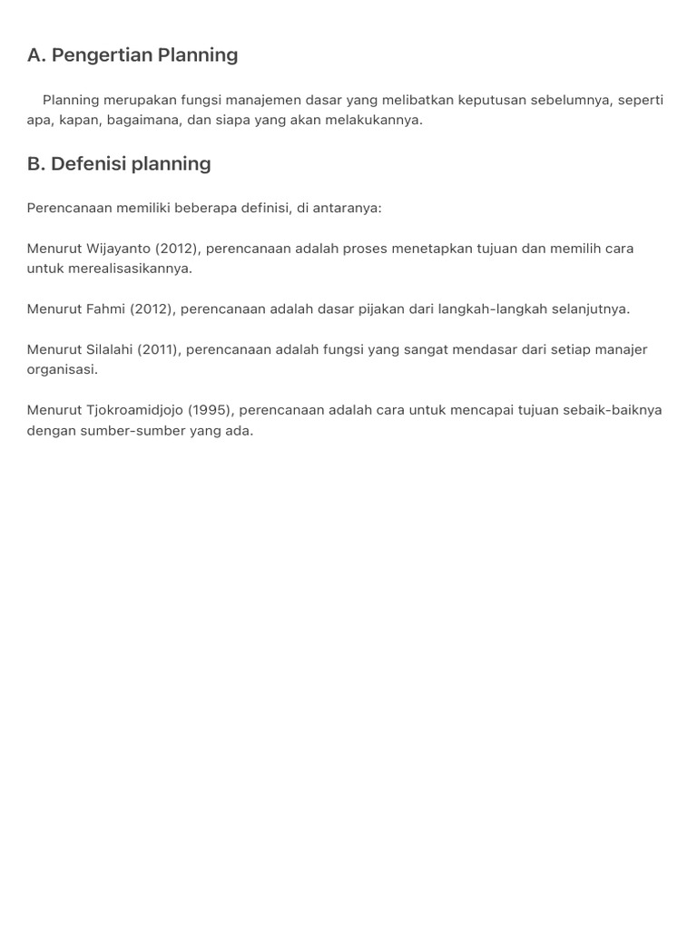 A. Pengertian Planning 2 | PDF