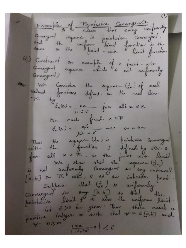 Uniform Convergence of Sequence and Series, Pointwise Convergence | PDF