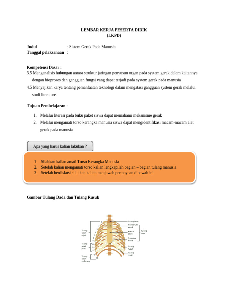 LKPD Sistem Gerak 1 | PDF