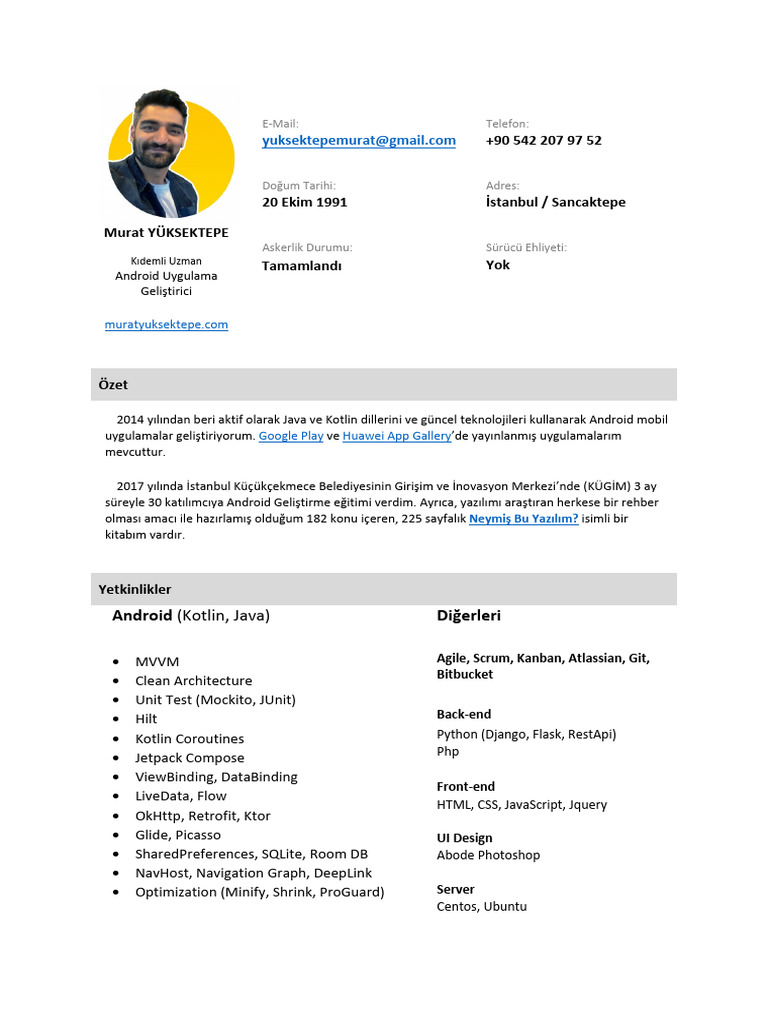 (TR) Murat YÜKSEKTEPE - CV | PDF