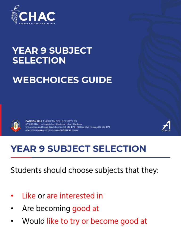Web Choices Year 9 2025 | PDF
