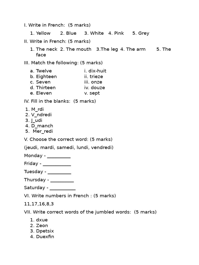 French Language Practice Exercises | PDF