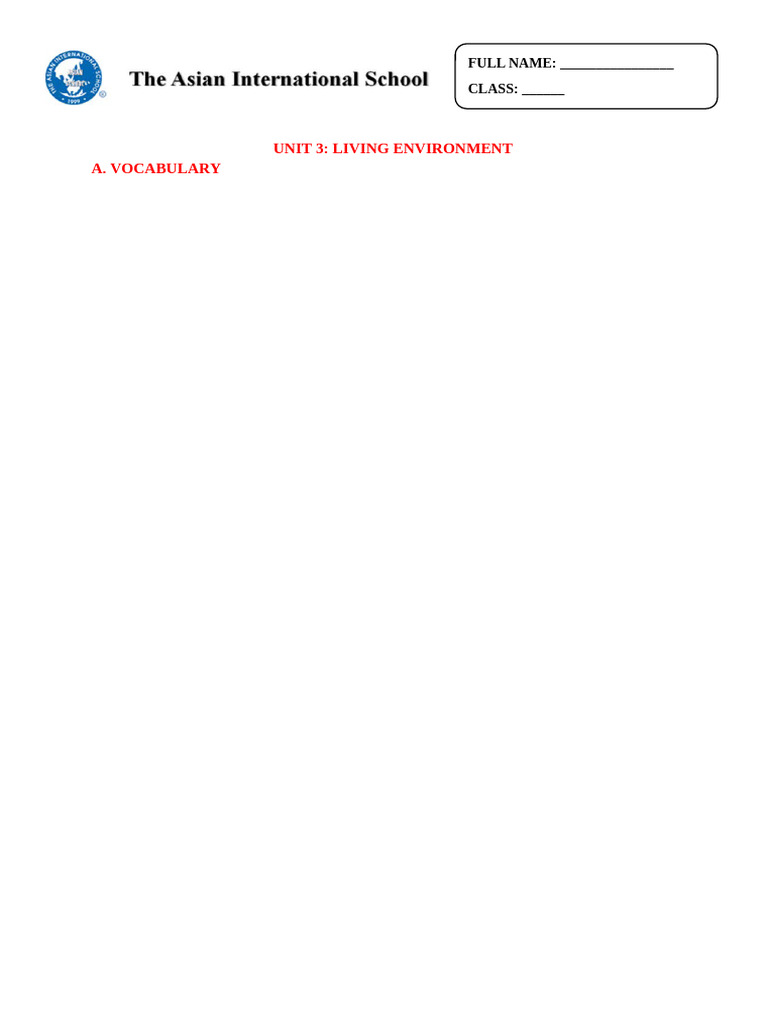 Vocabulary & Grammar E9 - UNIT 3 | PDF