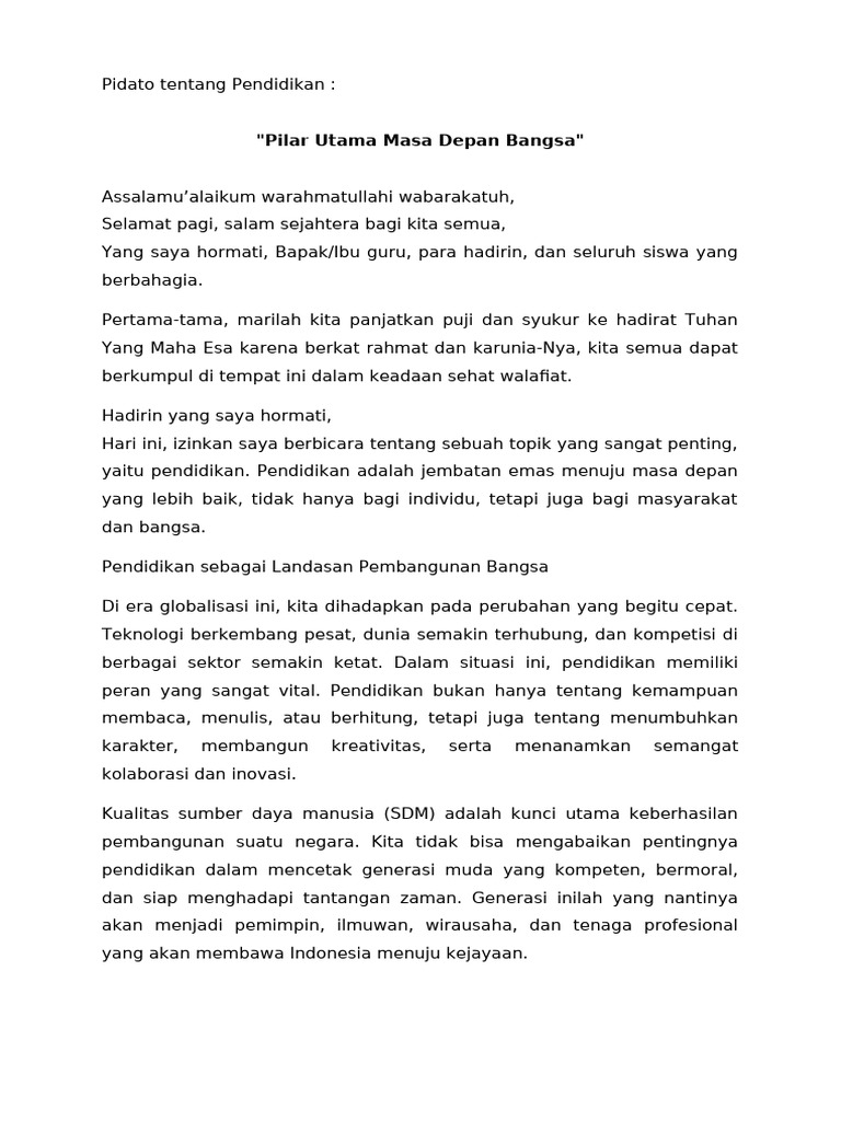 Pidato Tentang Pendidikan | PDF