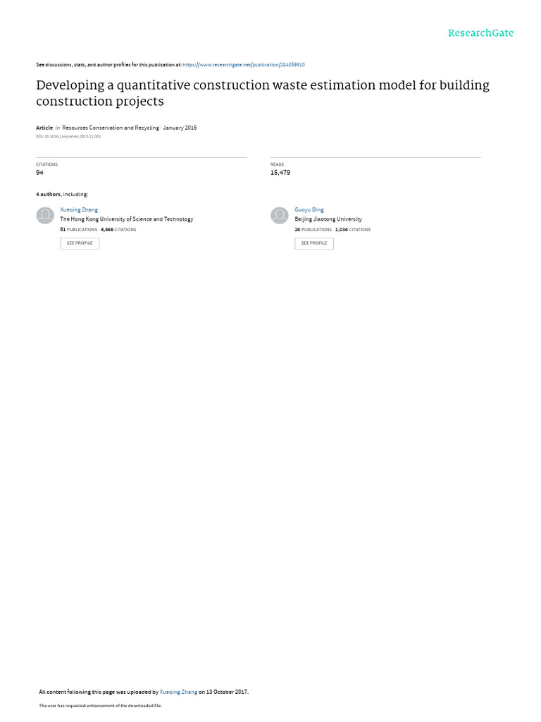 Developing A Quantitative Construction Waste Estimation Model For ...